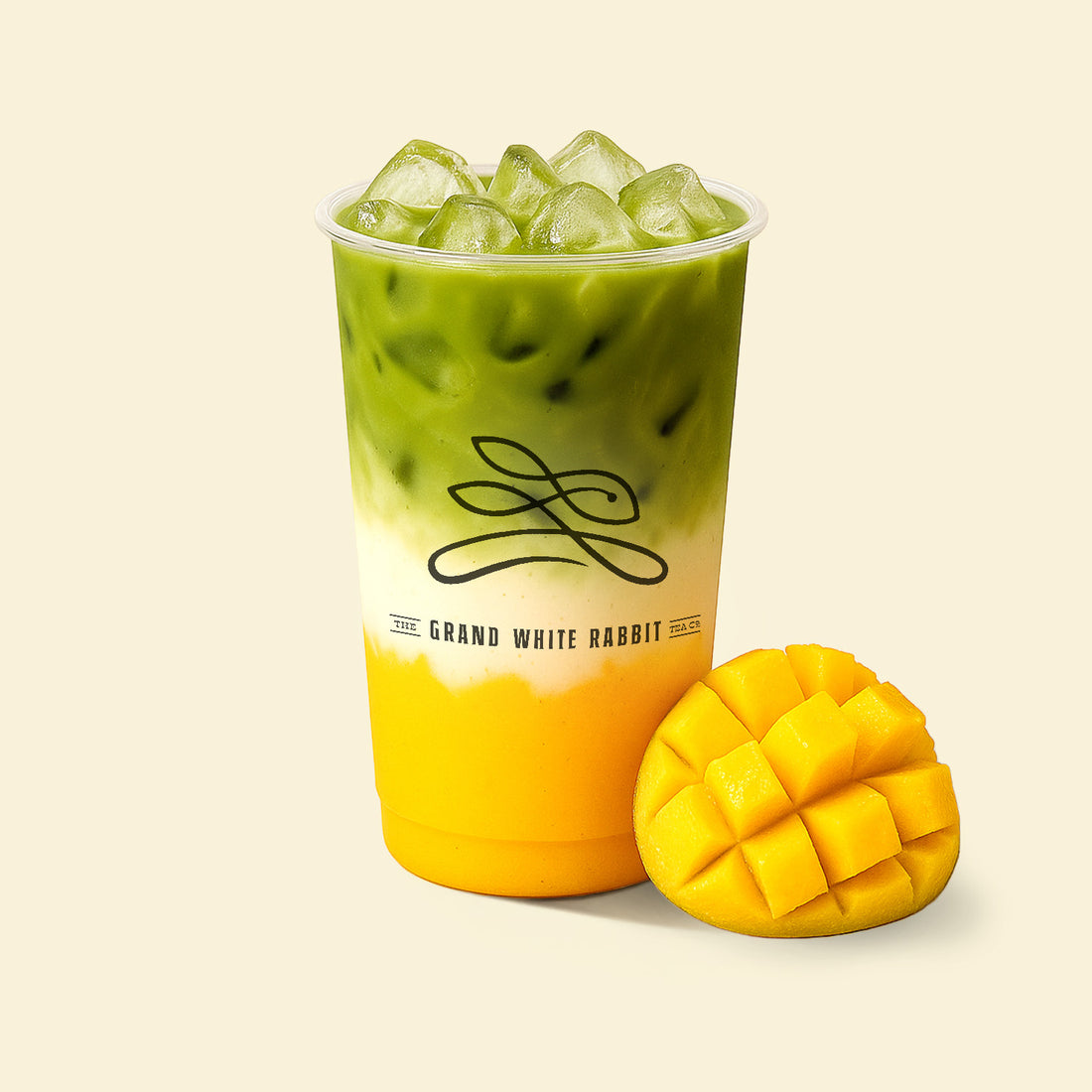 Mango Matcha Latte with ceremonial grade matcha and optional add-on