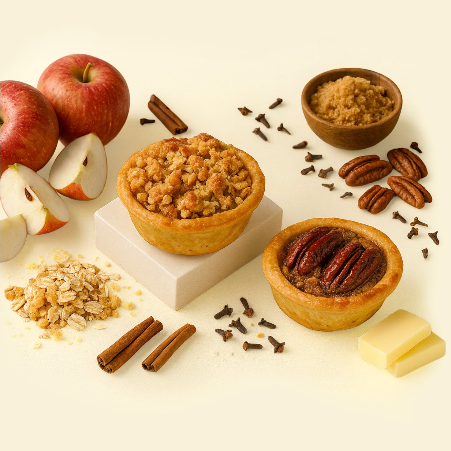 Artisan Mini Sweet Pies – Bourbon Pecan or Spiced Apple Crumble